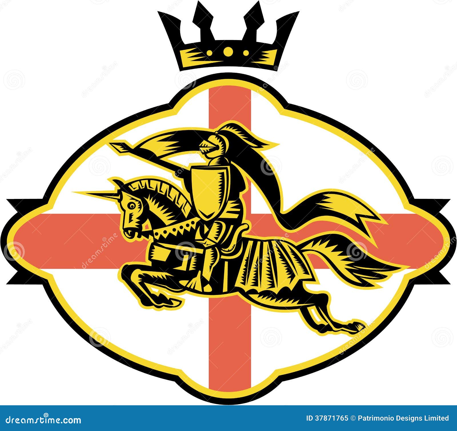 Englischer Ritter Riding Horse Lance Retro Stock Abbildung ...