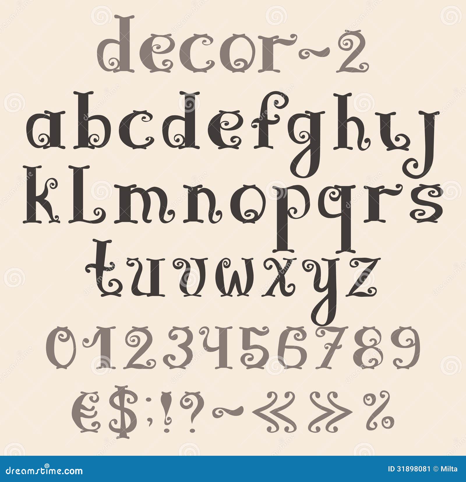 Englisches Alphabet Mit Zahlen Und Symbolen. Vektor Abbildung ...