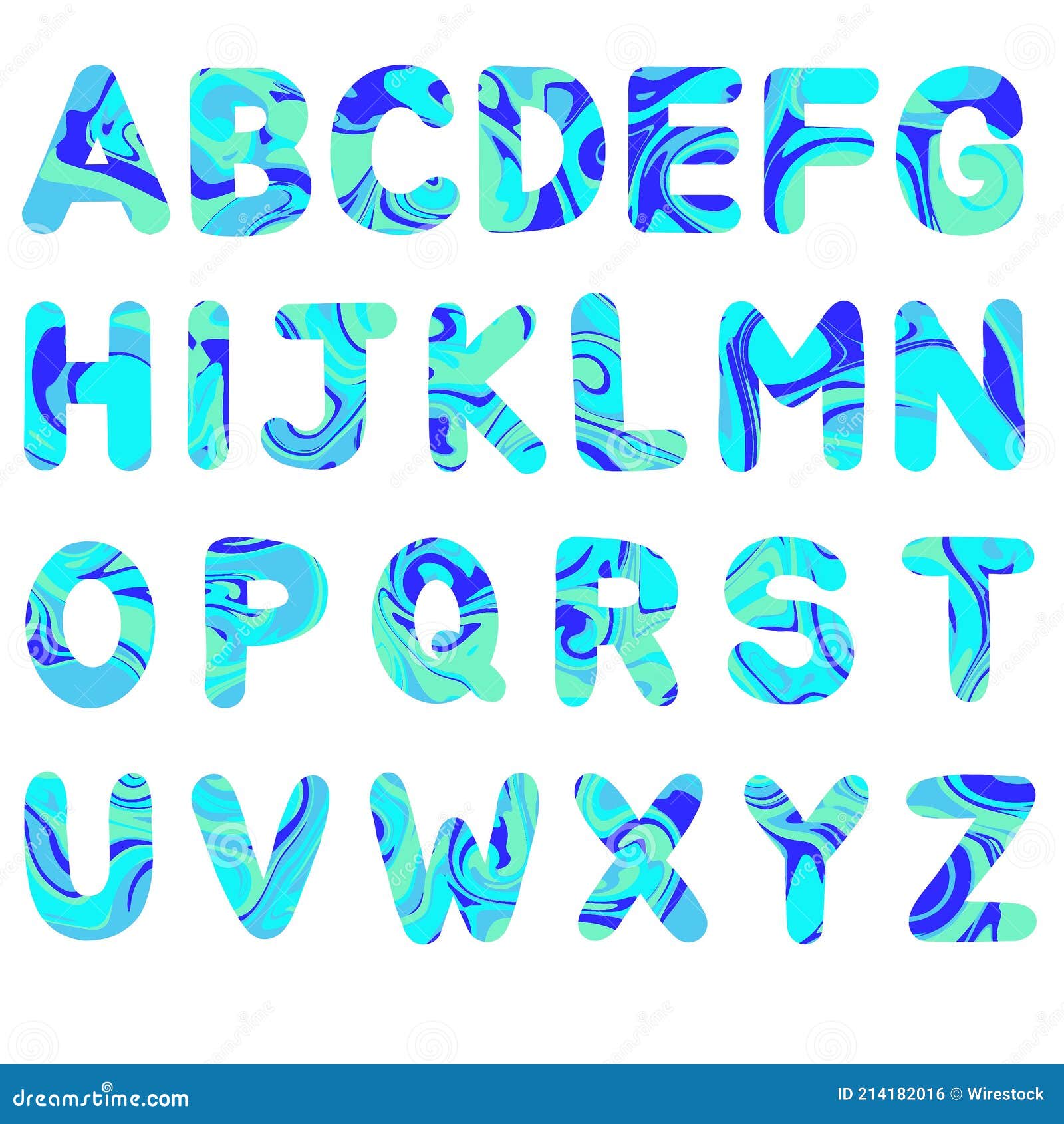 English Alphabet with Abstract Background with Different Shades of Blue ...