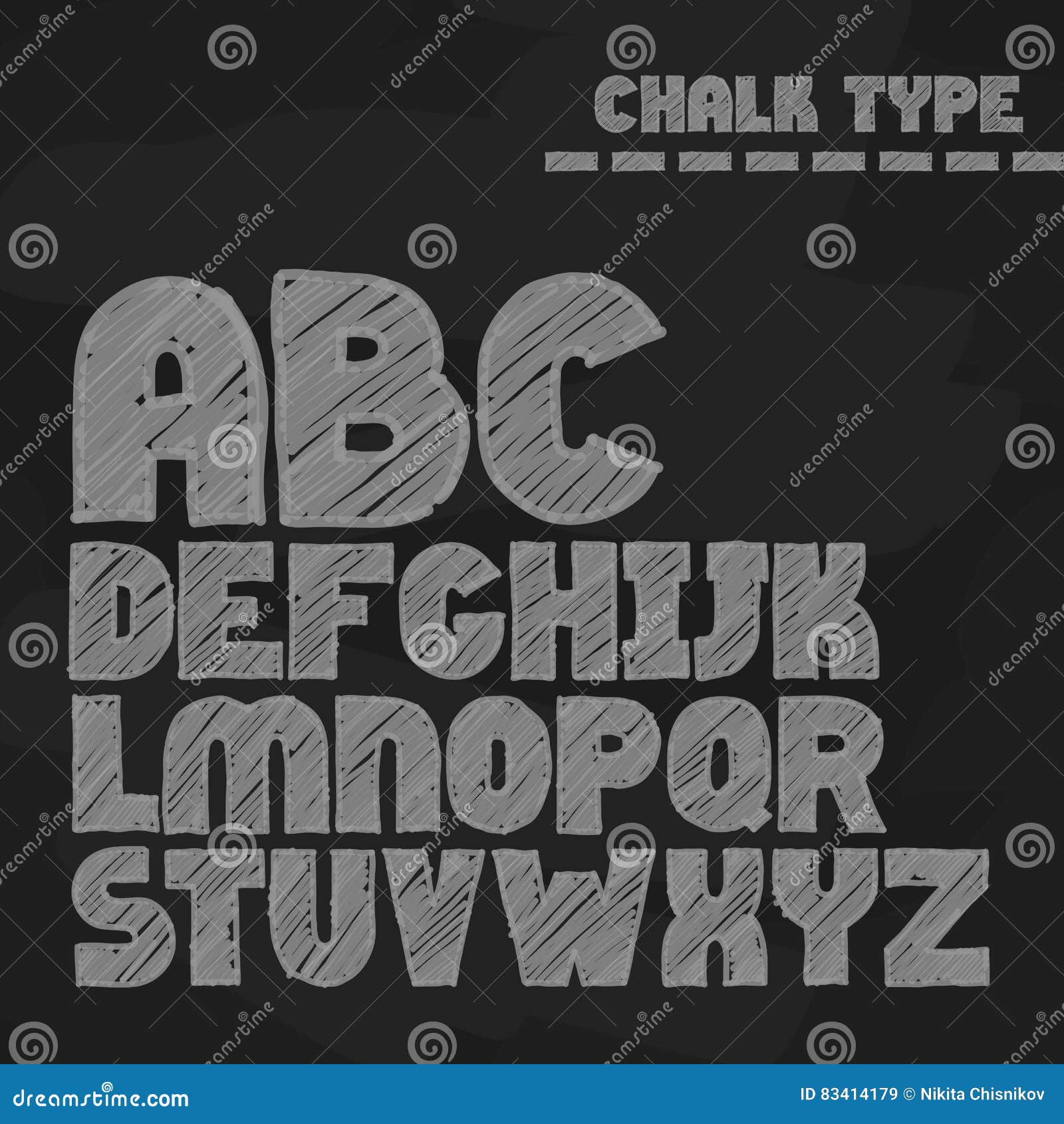 English Chalk Alphabet On School Chalkboard. Hand Drawn Letters Vector ...