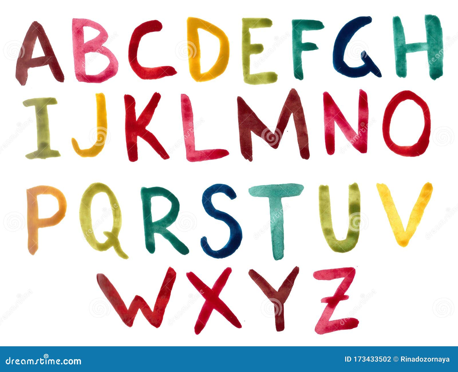 English Alphabet with Colored Letters Stock Photo - Image of brush ...