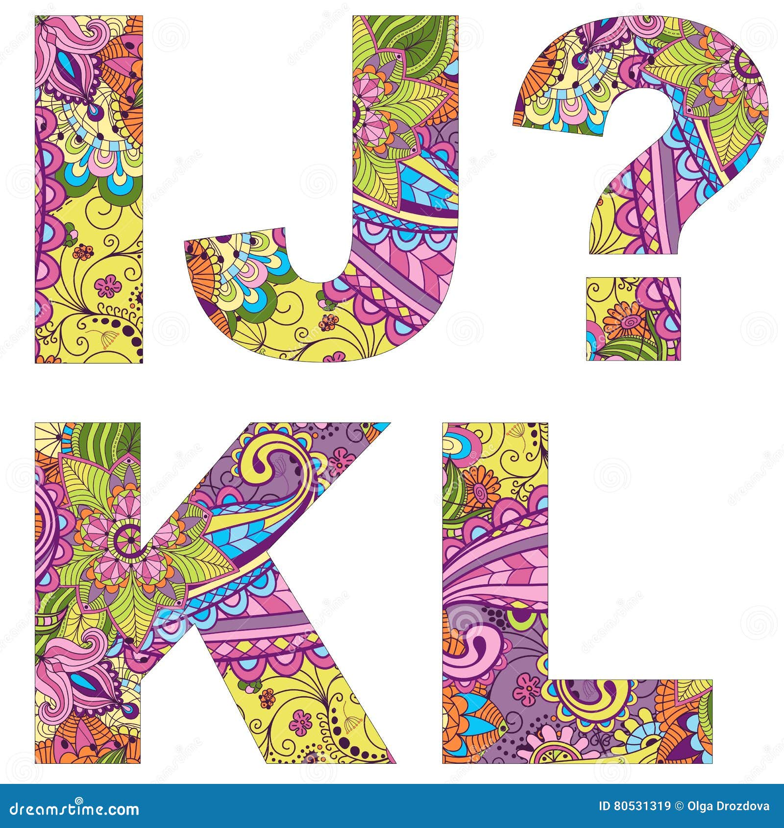 English Alphabet with Colorful Vintage Pattern Stock Vector ...