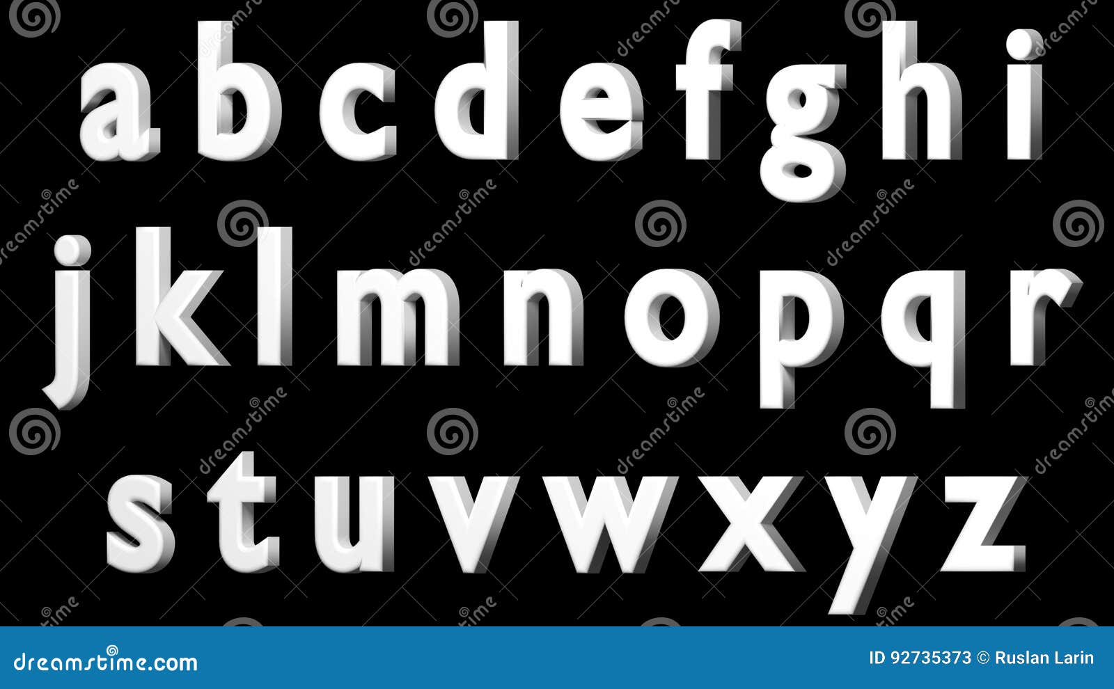 English Alphabet, 3D White Font, Lowercase. Isolated, Easy To Use ...