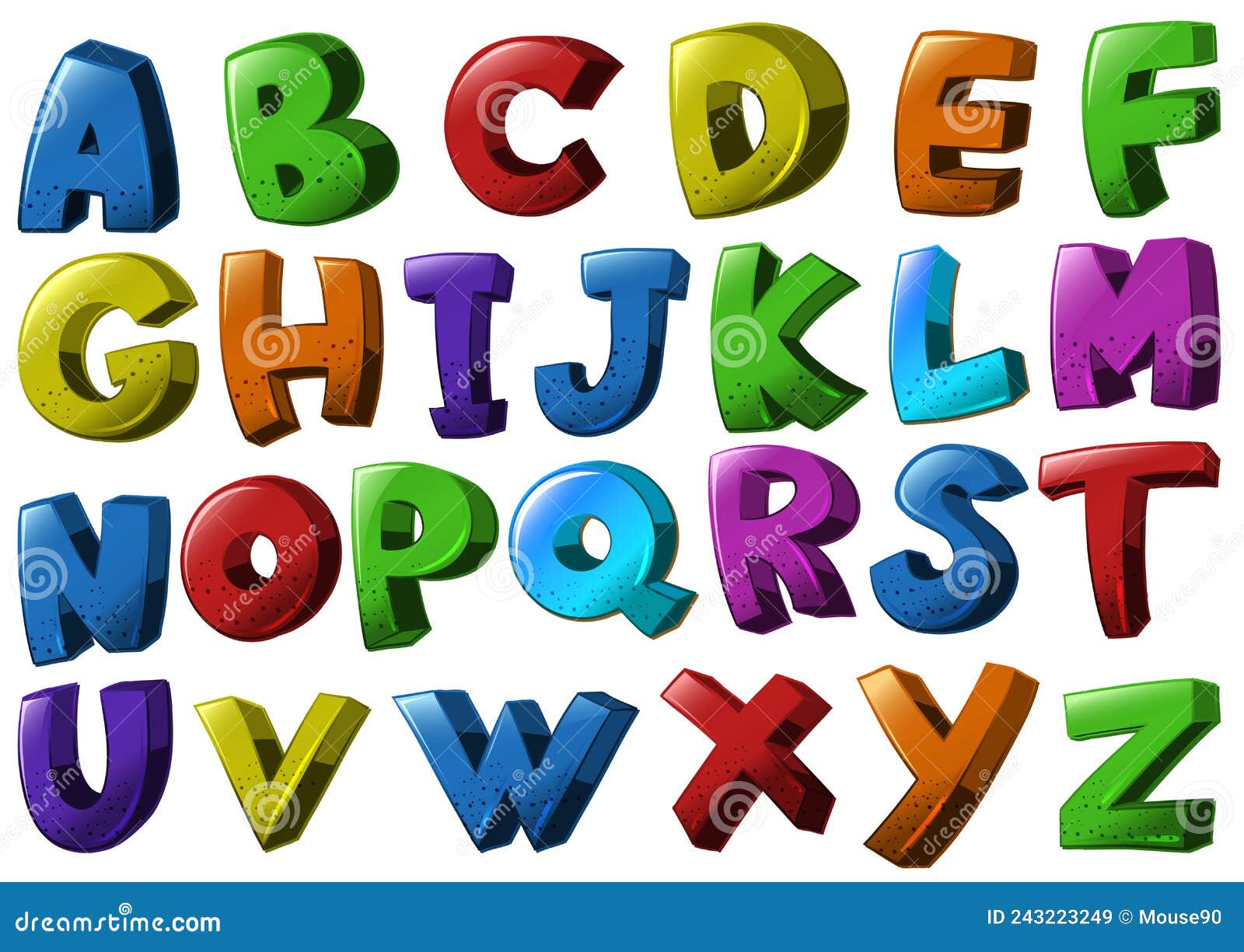 English Alphabet Fonts in Different Colors Stock Vector - Illustration ...