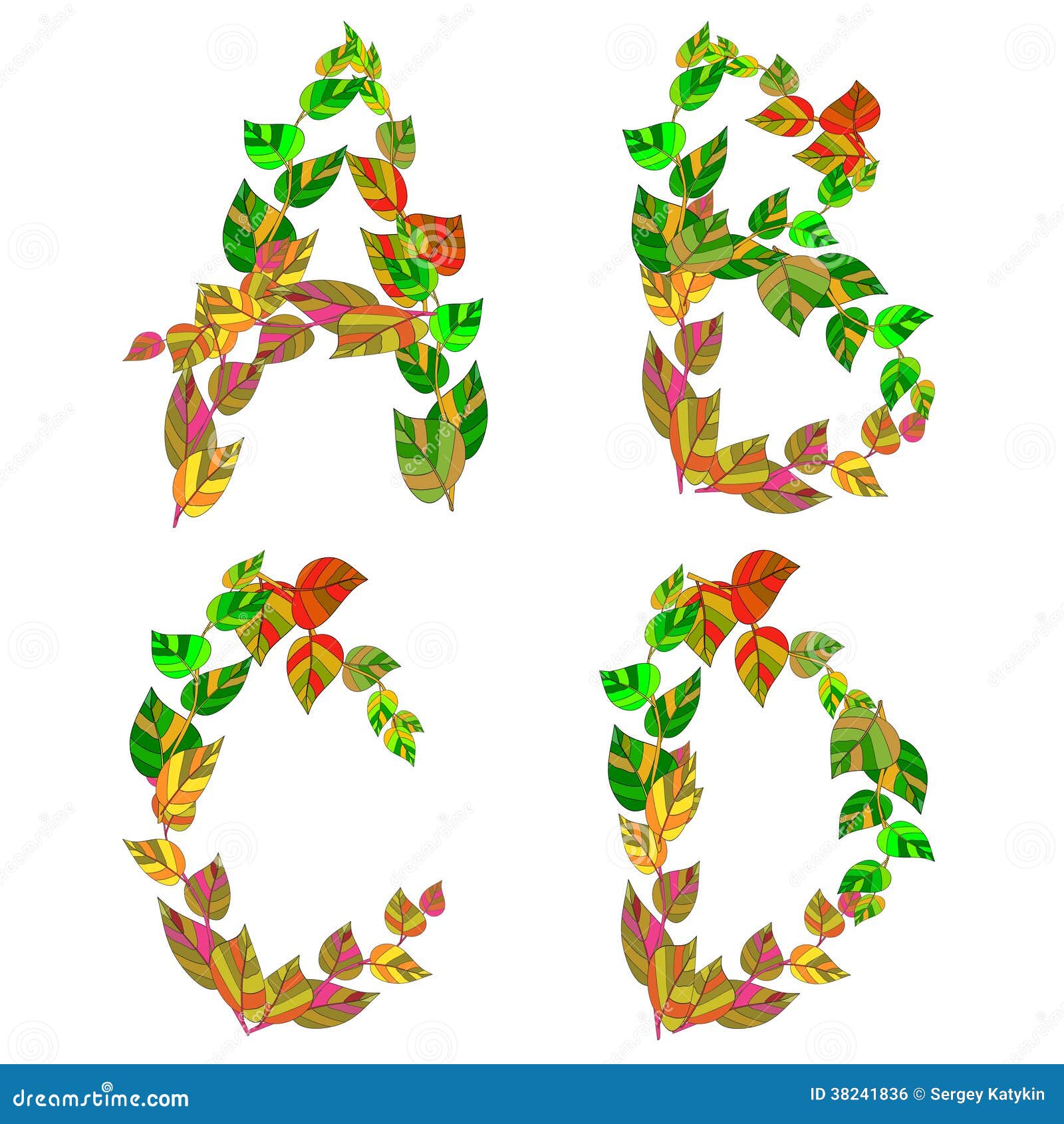 English Alphabet Made ??up of Branches and Leaves. Stock Vector ...