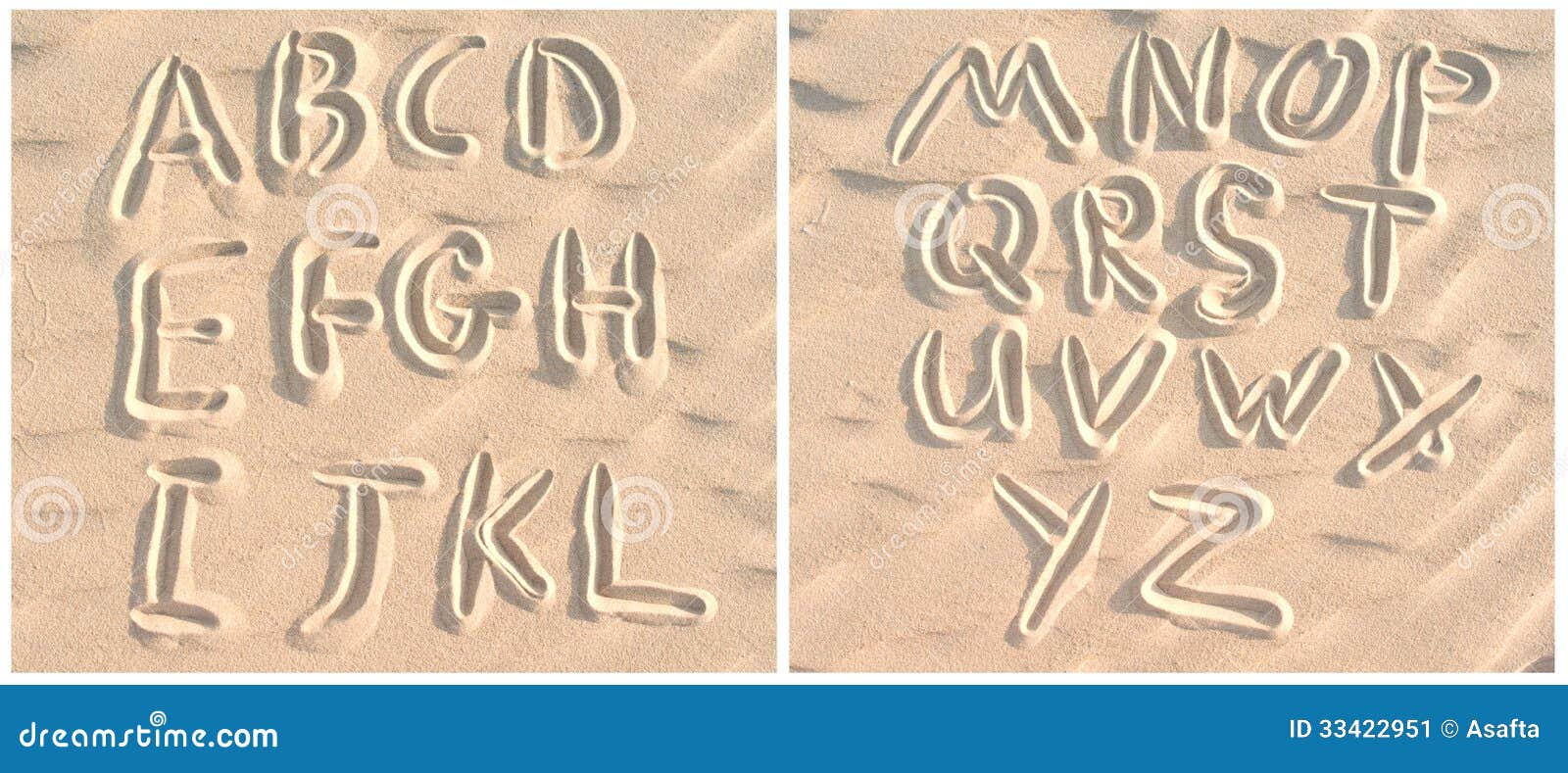 English alphabet on sand stock image. Image of print - 33422951
