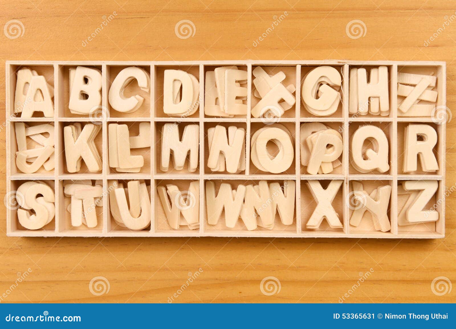 English Alphabet Set in Wooden Box Stock Image - Image of sign ...