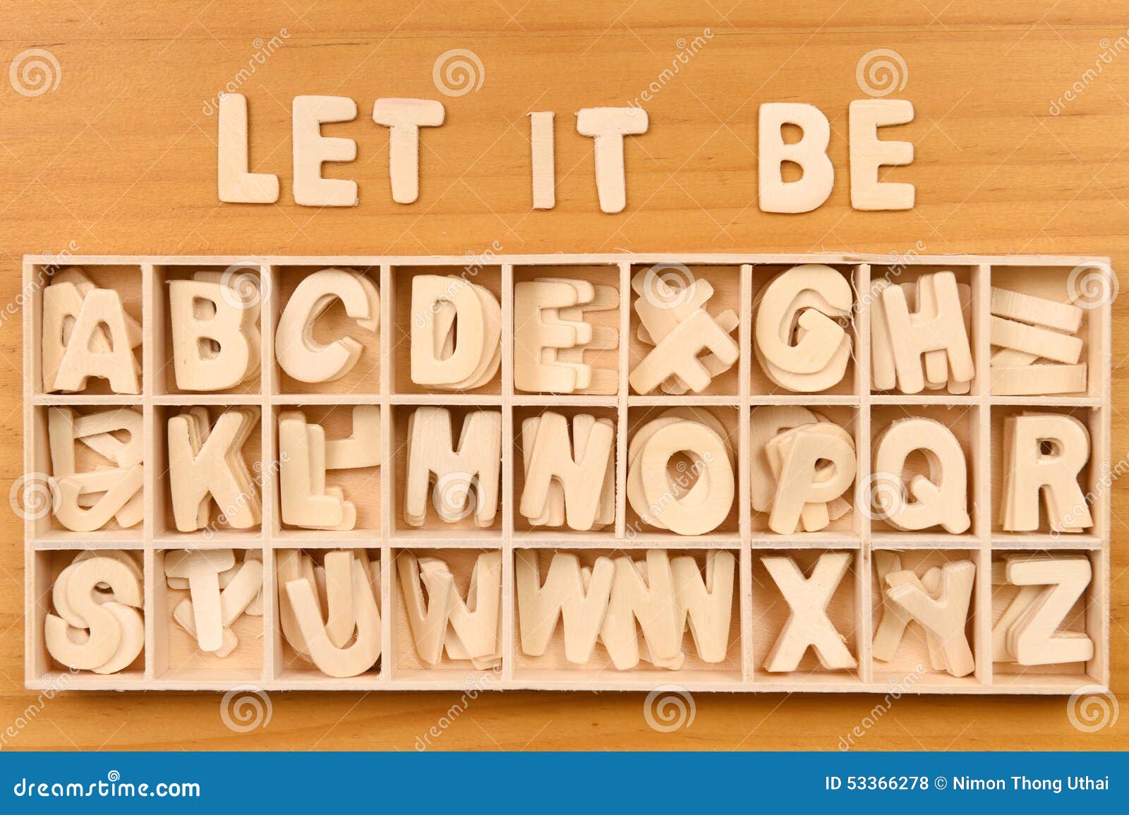 English Alphabet Set in Wooden Box Stock Photo - Image of typesetter ...