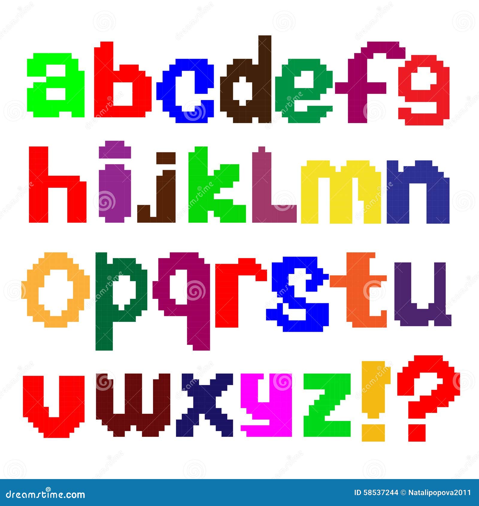 Pixel English Alphabet And Numbers. Pixel Font. Vector Illustration ...