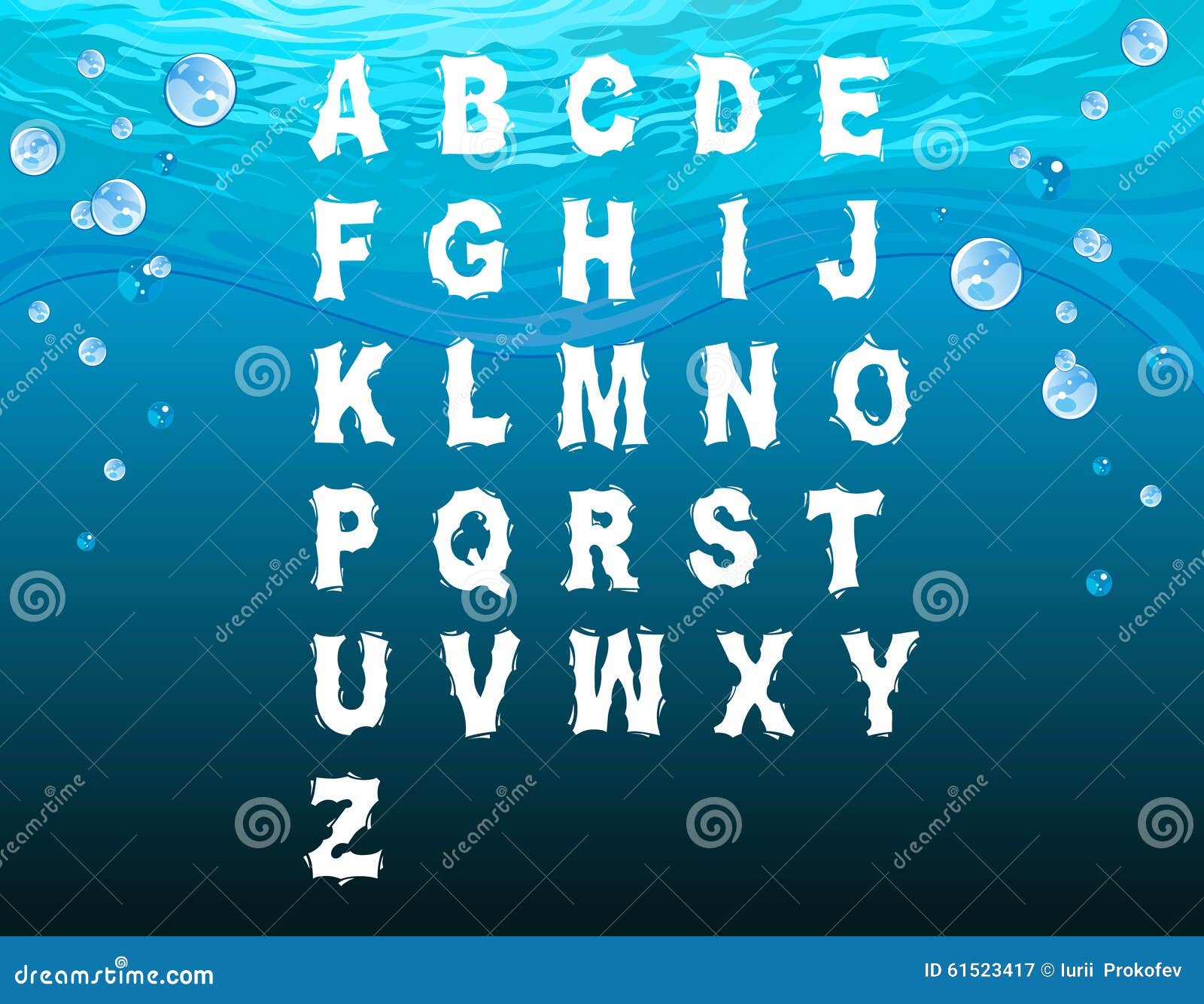 English Alphabet in the Underwater Style Stock Vector - Illustration of ...