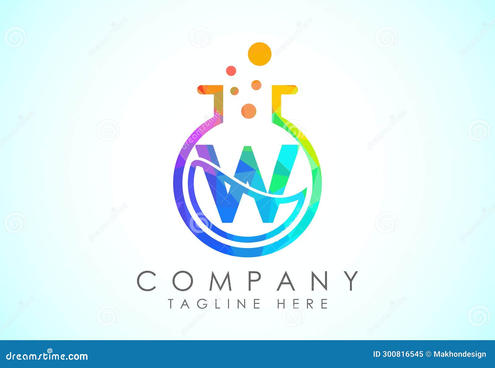 English Alphabet W with Science Lab Emblem. Low Poly Style Lab Science ...