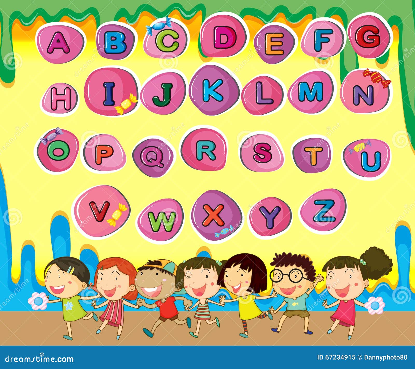 English Alphabets with Children Background Stock Illustration ...
