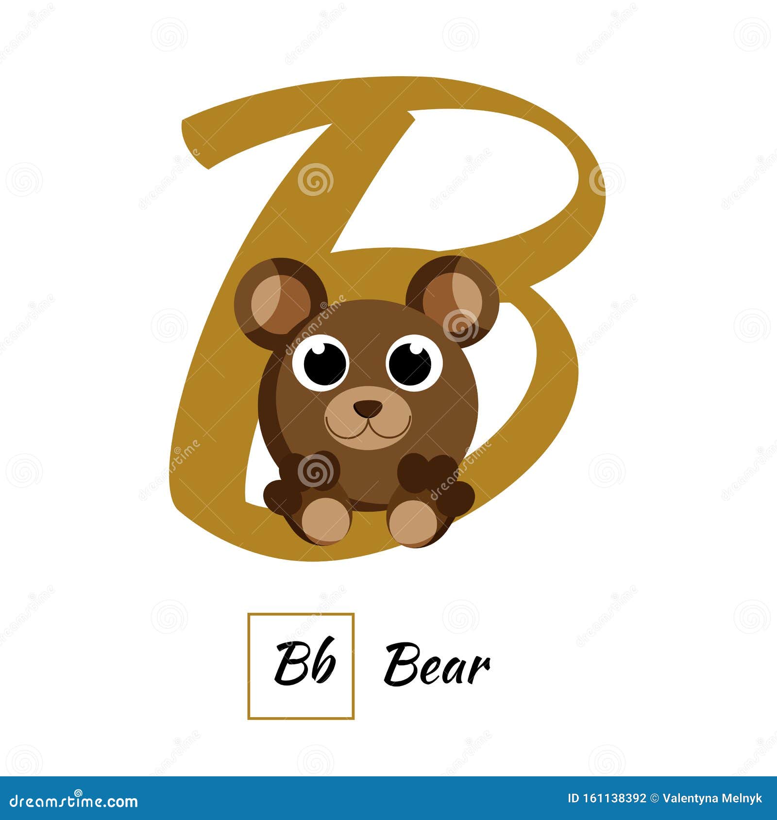 English Animal Alphabet Letter B in Vector Style Stock Illustration ...
