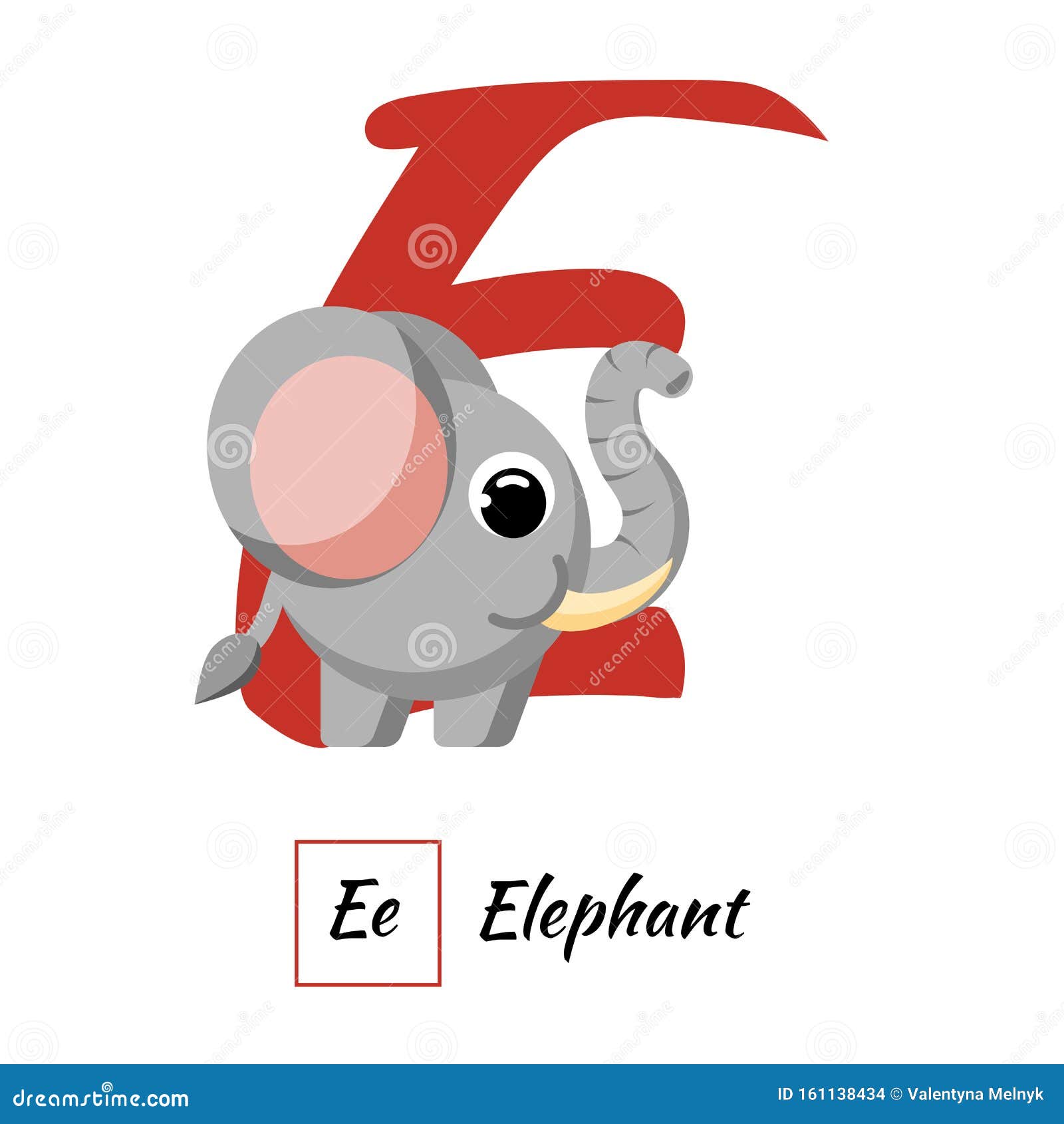 English Animal Alphabet Letter E in Vector Style Stock Illustration ...