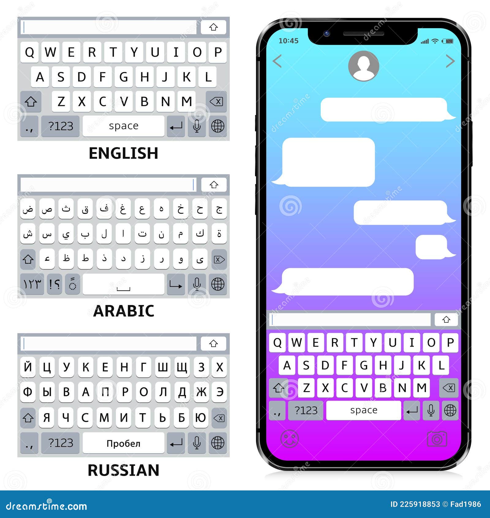 English, Arabic, Russian Phone Keyboards Stock Vector - Illustration of ... English, Arabic, Russian Phone Keyboards Stock Vector - Illustration of ...