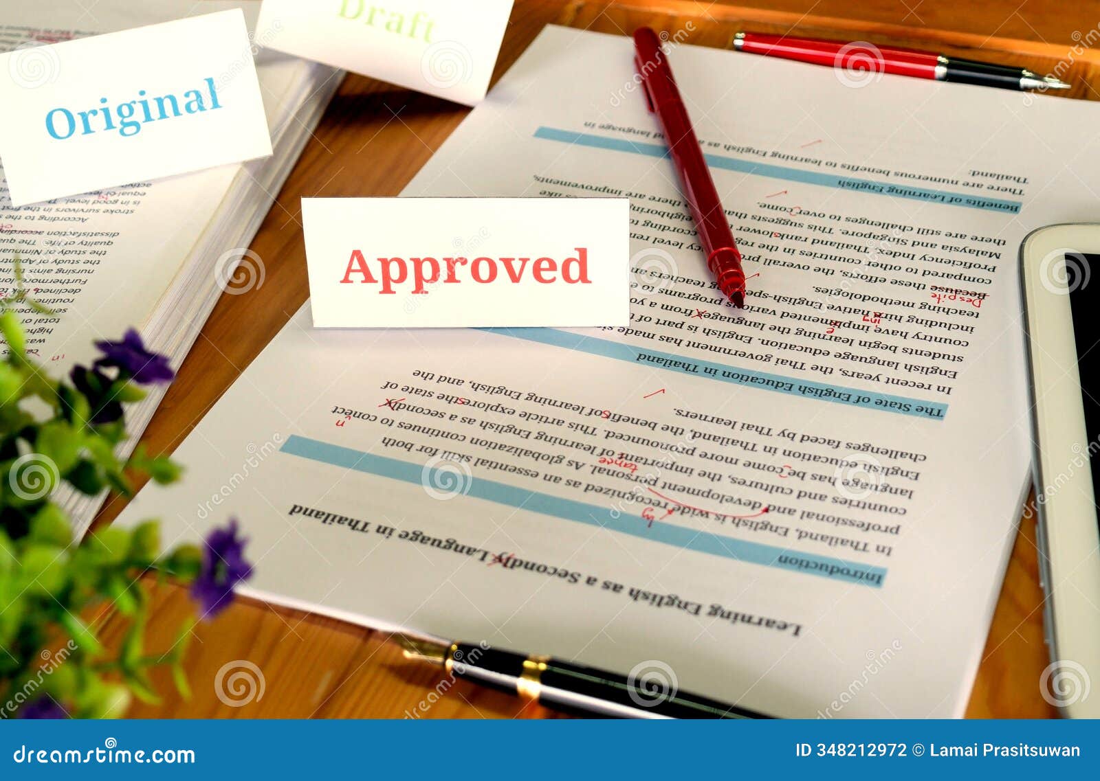 English Article Being Proofread in Office Stock Photo - Image of ...