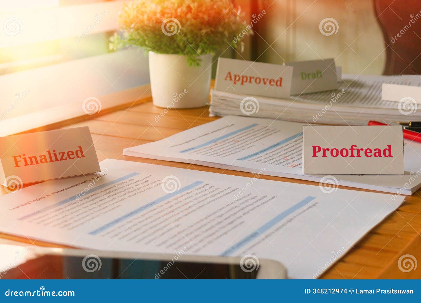 English Article Being Proofread in Office Stock Photo - Image of paper ...