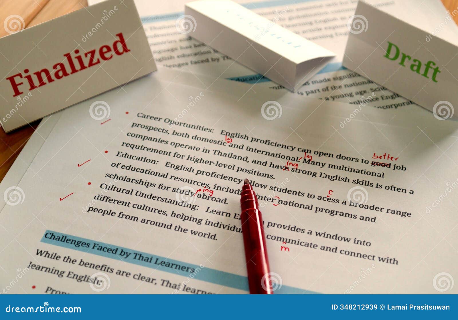 English Article Being Proofread in Office Stock Image - Image of ...