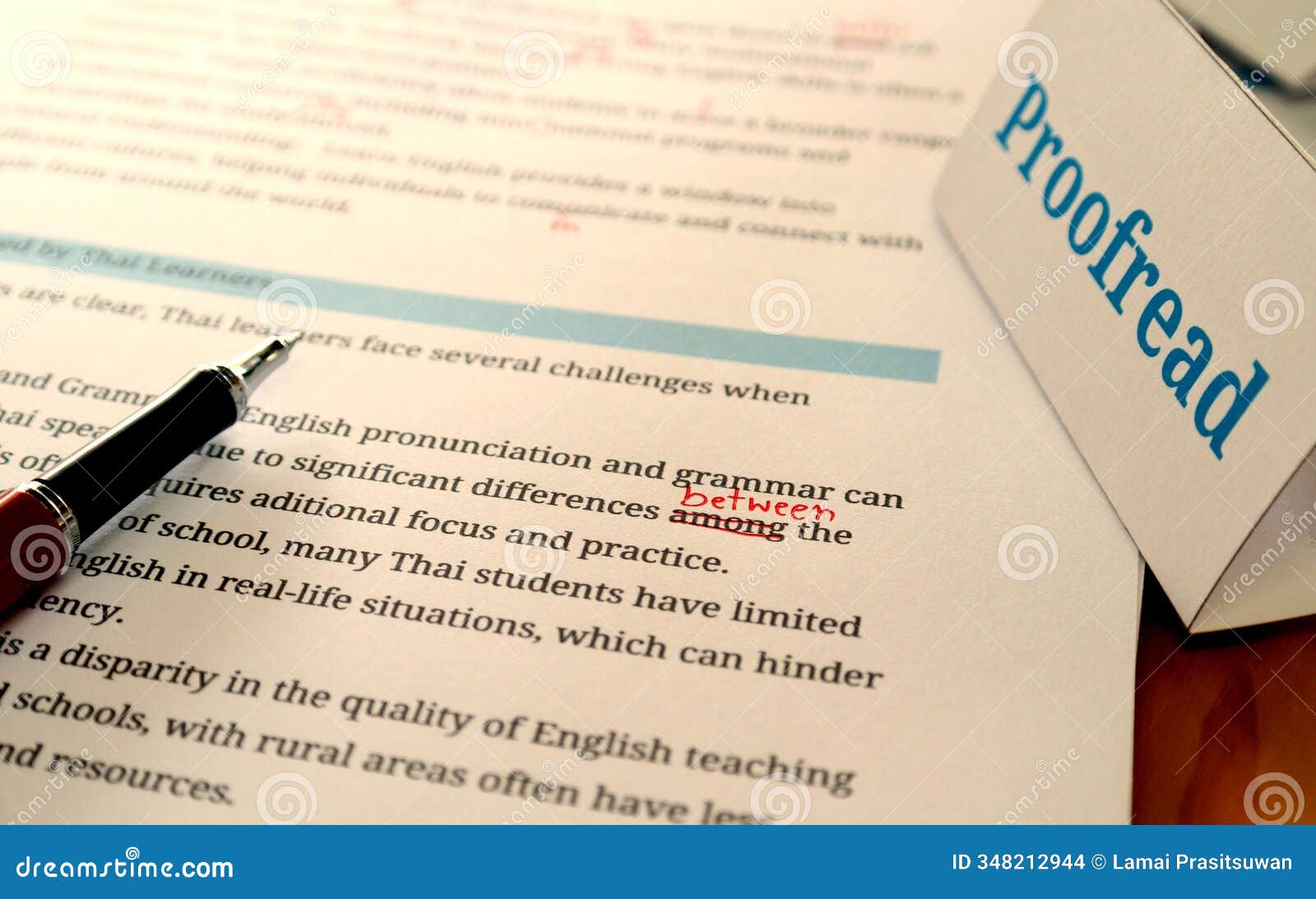 English Article Being Proofread in Office Stock Photo - Image of information, check: 348212944