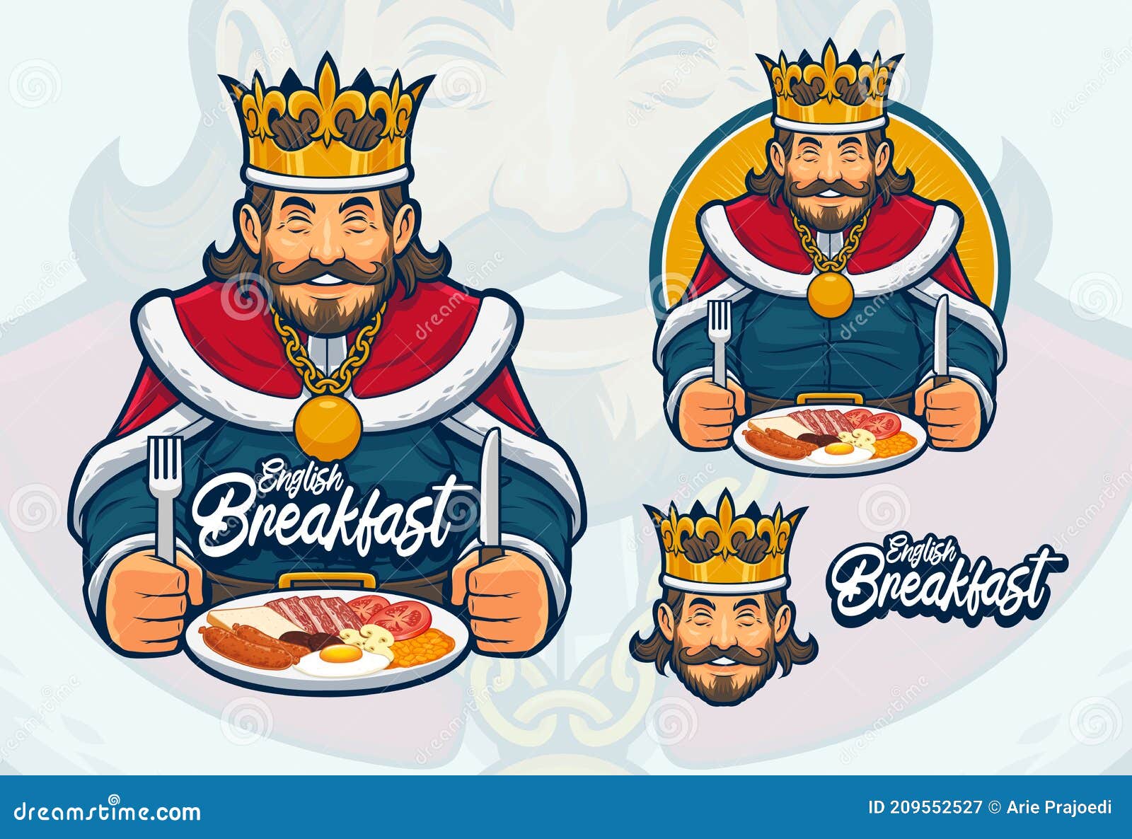 King Eating English Breakfast Mascot Design Stock Image - Image of ...