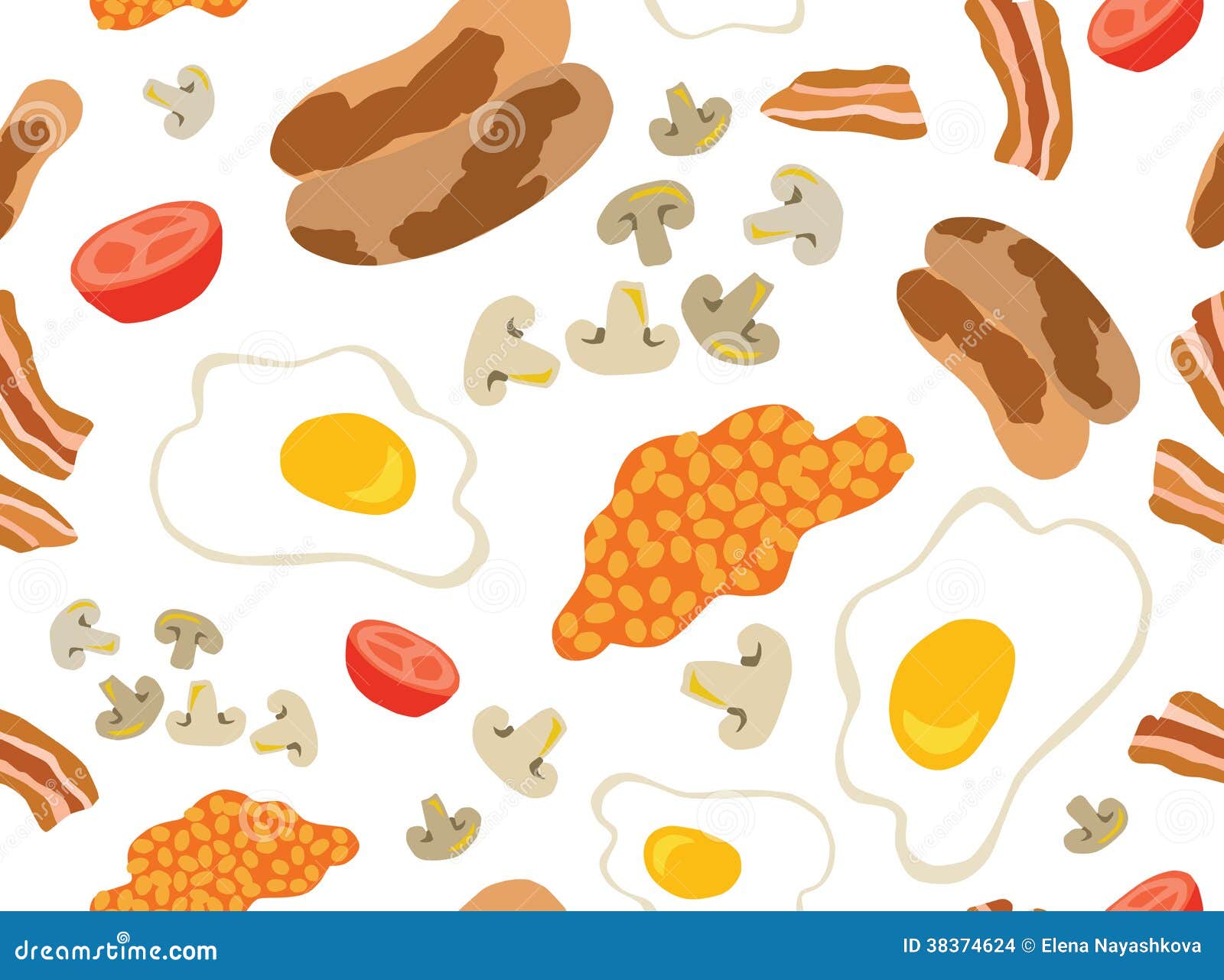 English Breakfast Seamless Pattern Stock Illustration - Illustration of ...