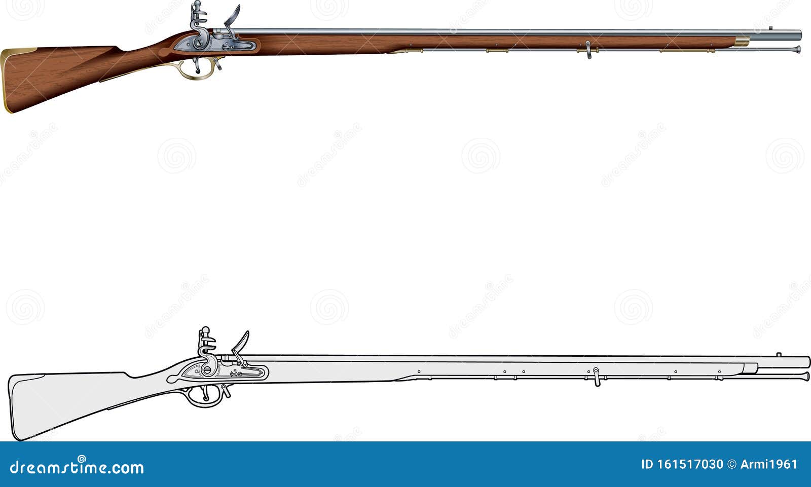 English Brown Bess Flintlock Muzzle Loader Musket Stock Vector ...