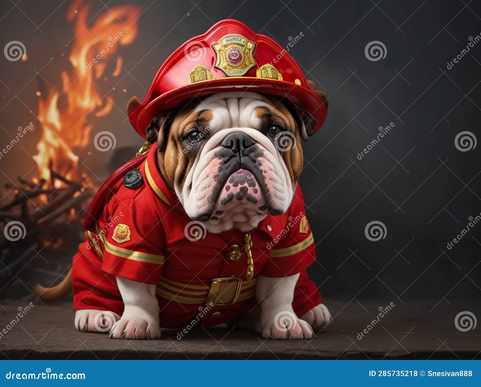 Bulldog Fireman Firefighter Walking With Fire Axe Cartoon Vector ...