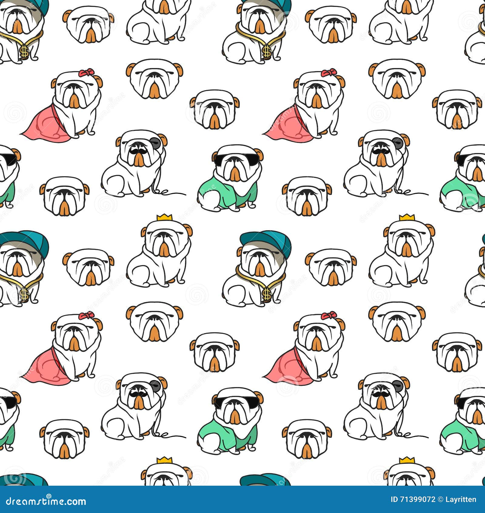 English Bulldog Pattern Seamless Stock Vector - Illustration of front ...