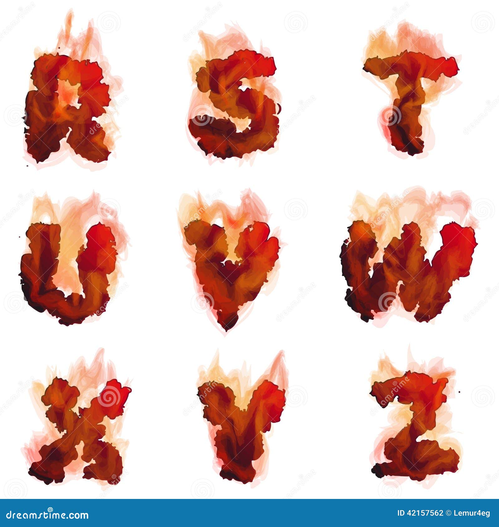 Burning Alphabet Font. Fire Effect Type Letters And Numbers On Dark ...