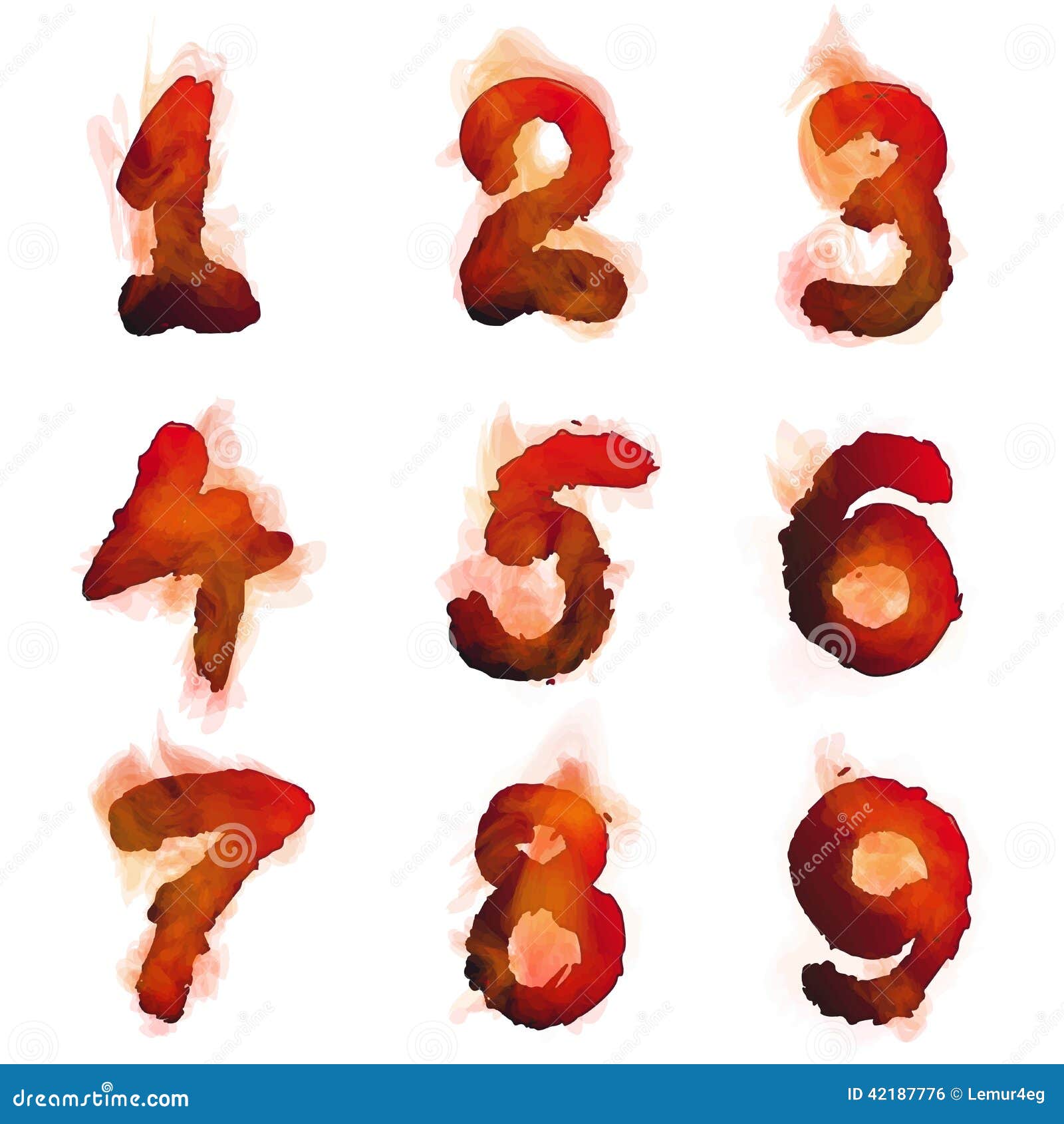 English burning numbers stock vector. Illustration of vector - 42187776