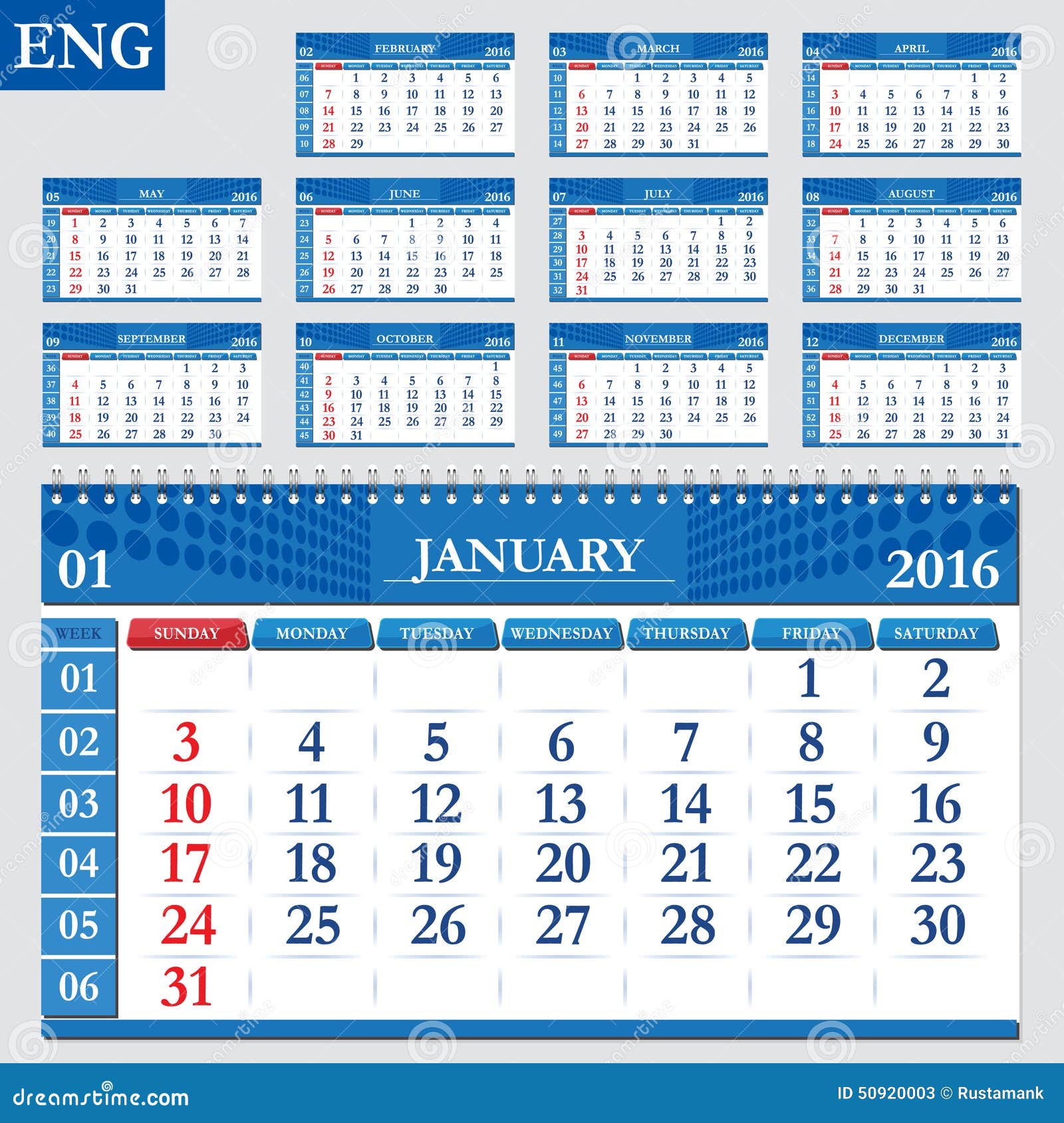 English calendar 2016 stock vector. Illustration of england - 50920003