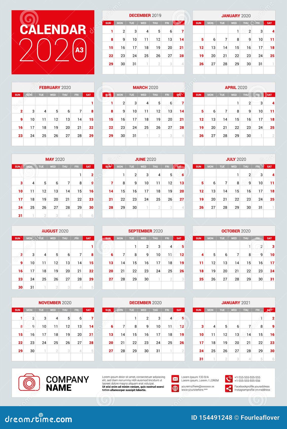English Calendar for 2020 Years Stock Vector - Illustration of monday ...