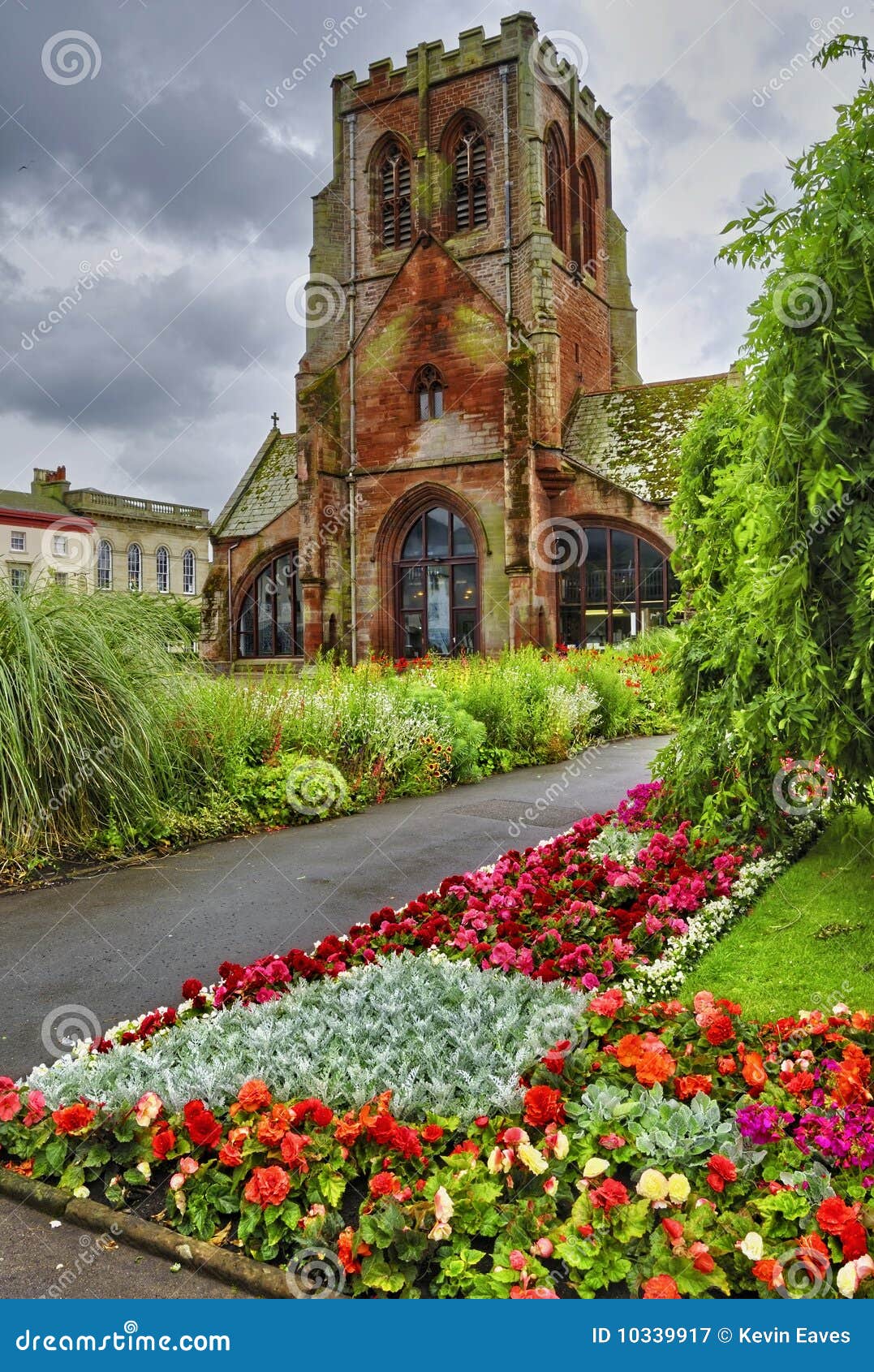 English Church and Landscaping Stock Image - Image of landscaped ...