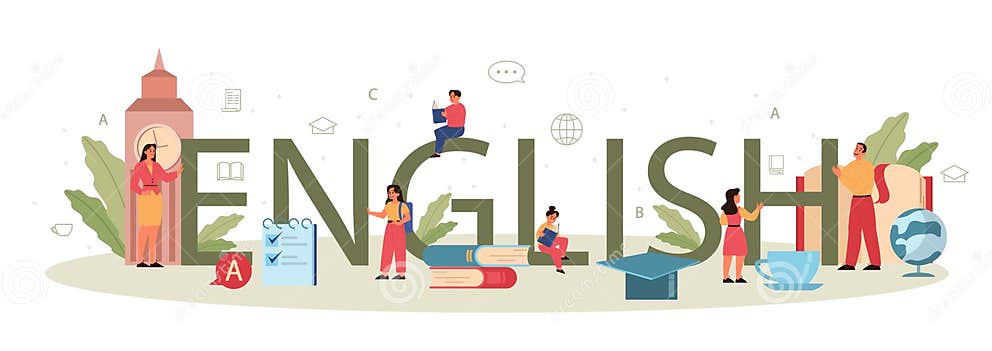 English Class Typographic Header Concept. Study Foreign Languages Stock ...