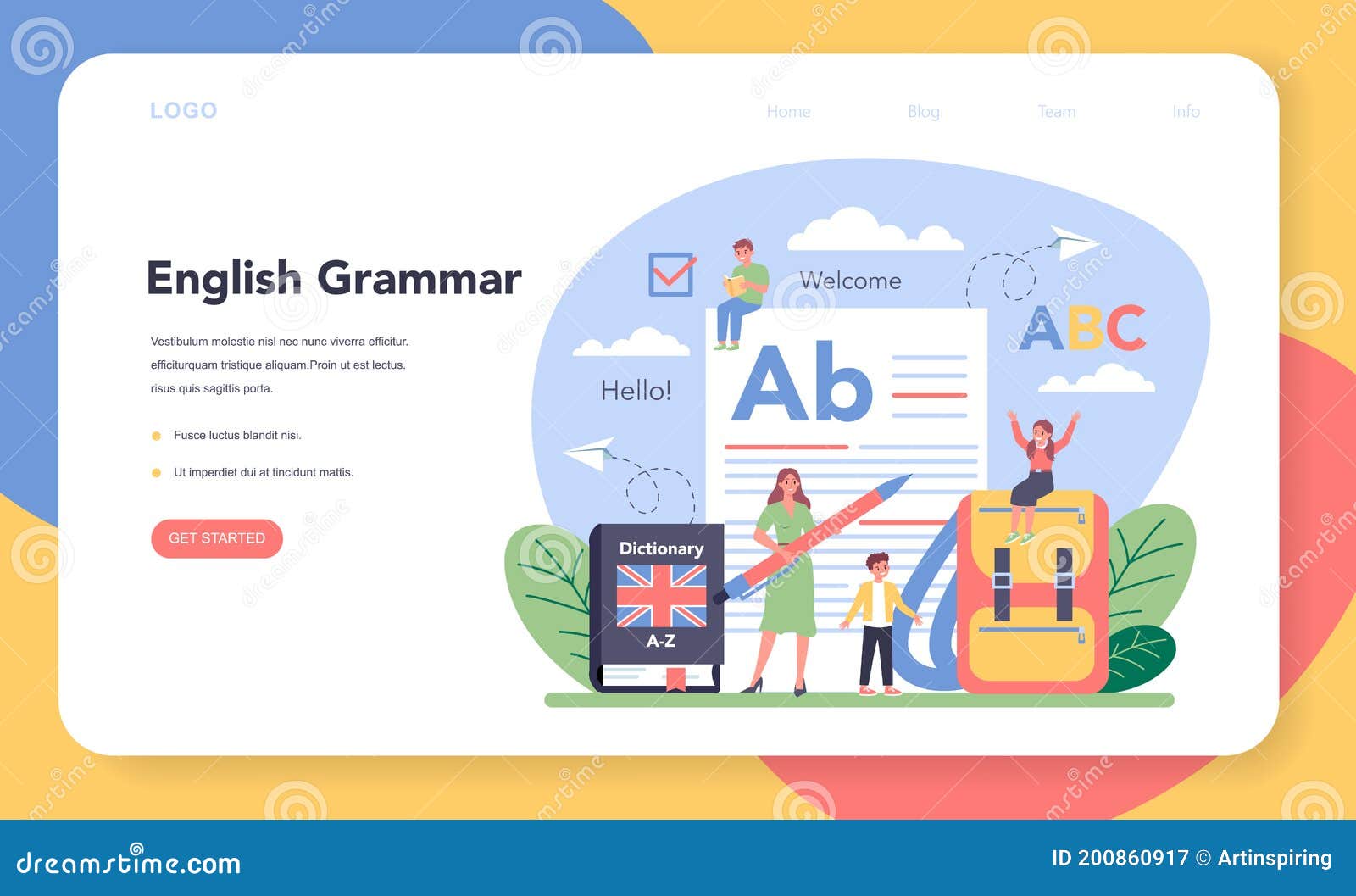 English Class Web Banner or Landing Page. Study Foreign Languages Stock ...