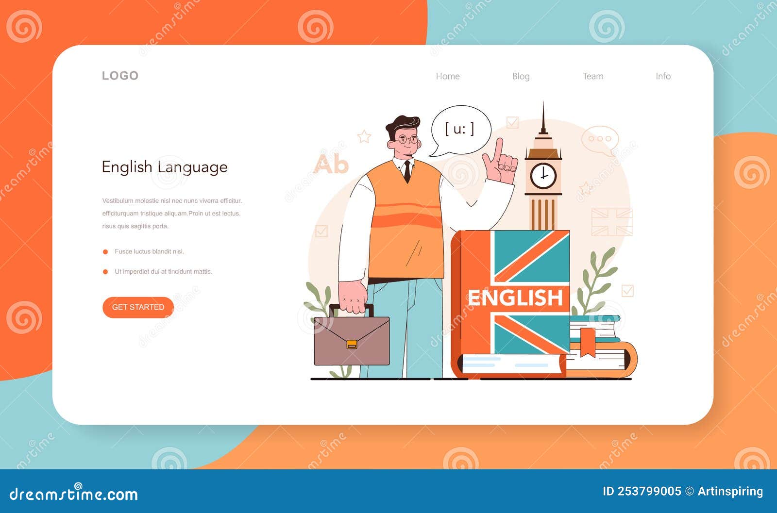 English Class Web Banner or Landing Page. Study Foreign Languages Stock ...