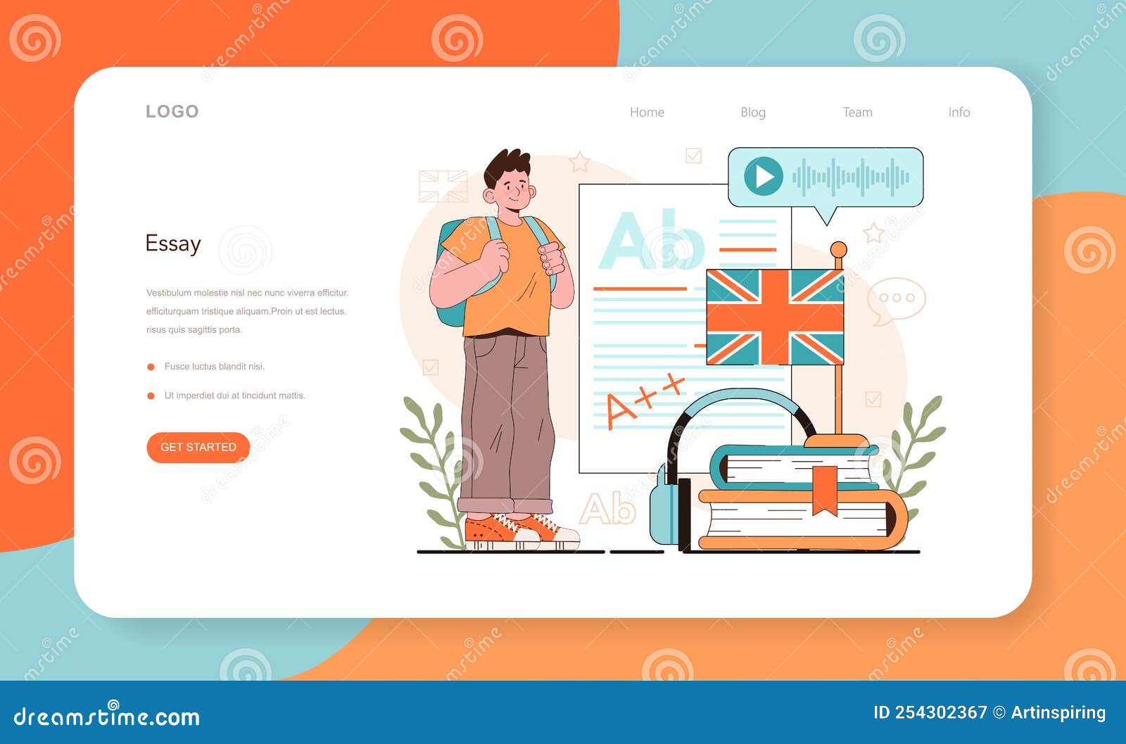 English Class Web Banner or Landing Page. Study Foreign Languages Stock ...