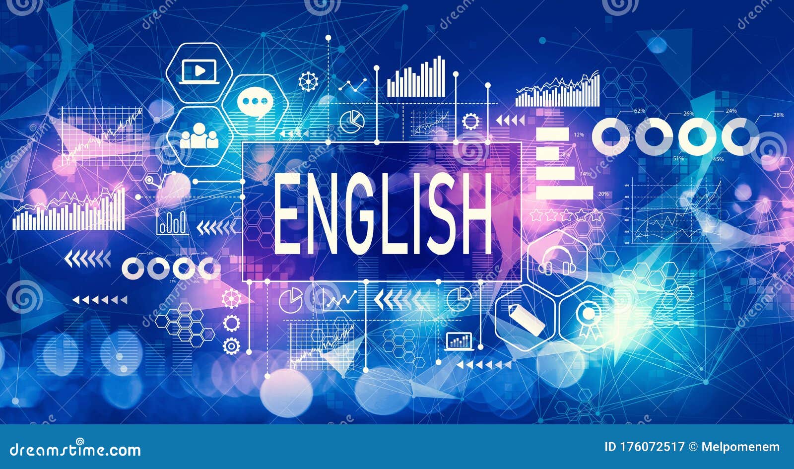 English Concept with Technology Light Background Stock Illustration ...