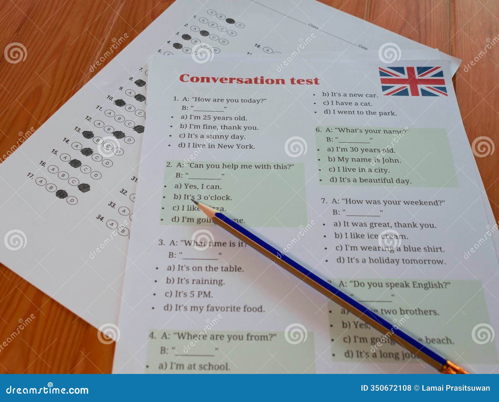 English Conversation Test in Classroom Stock Photo - Image of language ...