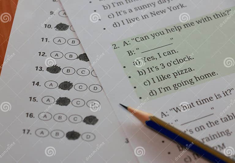 English Conversation Test in Classroom Stock Photo - Image of study ...