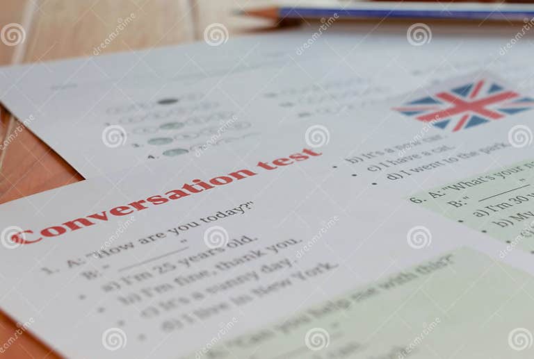 English Conversation Test in Classroom Stock Image - Image of ...
