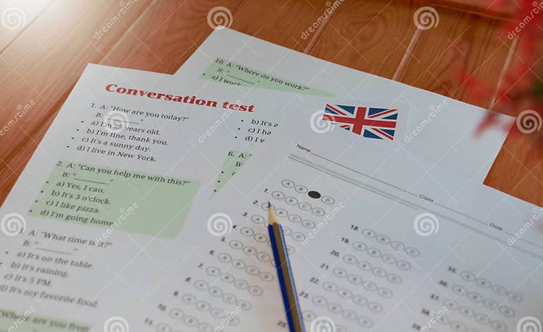 English Conversation Test in Classroom Stock Photo - Image of language ...