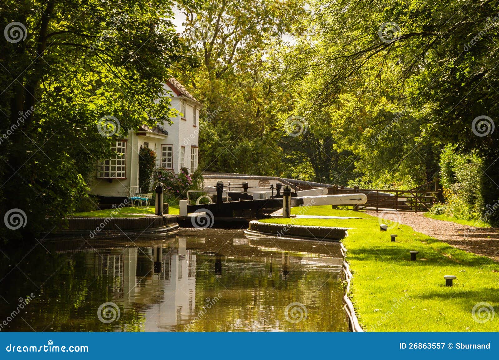 English Country Canal Lock stock image. Image of attractively - 26863557