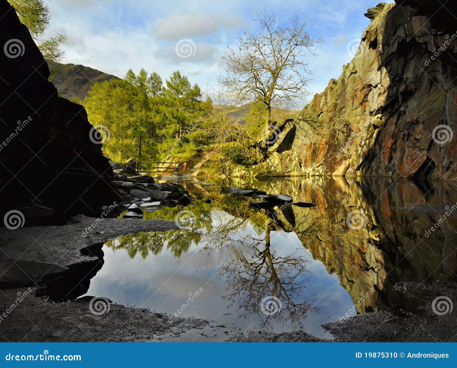 English Countryside: View Out of Cave with Pond Stock Photo - Image of ...