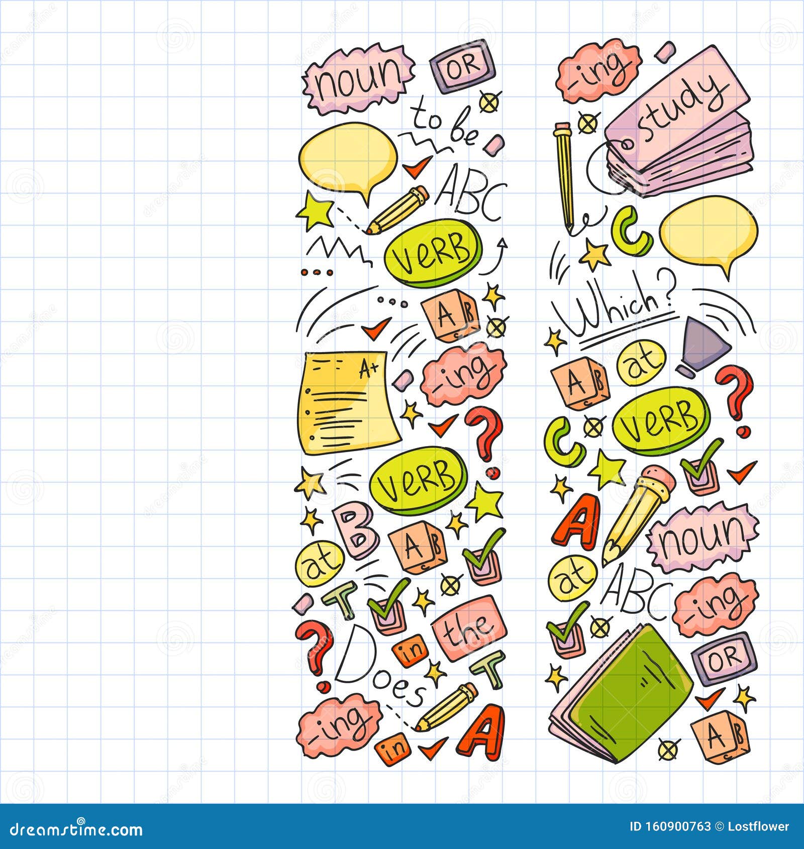 English Courses. Doodle Vector Concept Illustration of Learning English ...