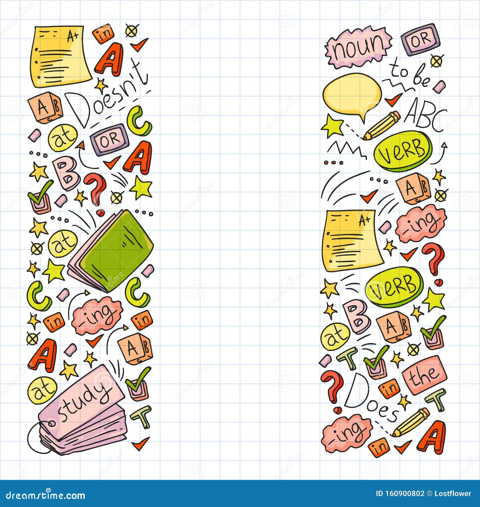 English Courses. Doodle Vector Concept Illustration of Learning English ...