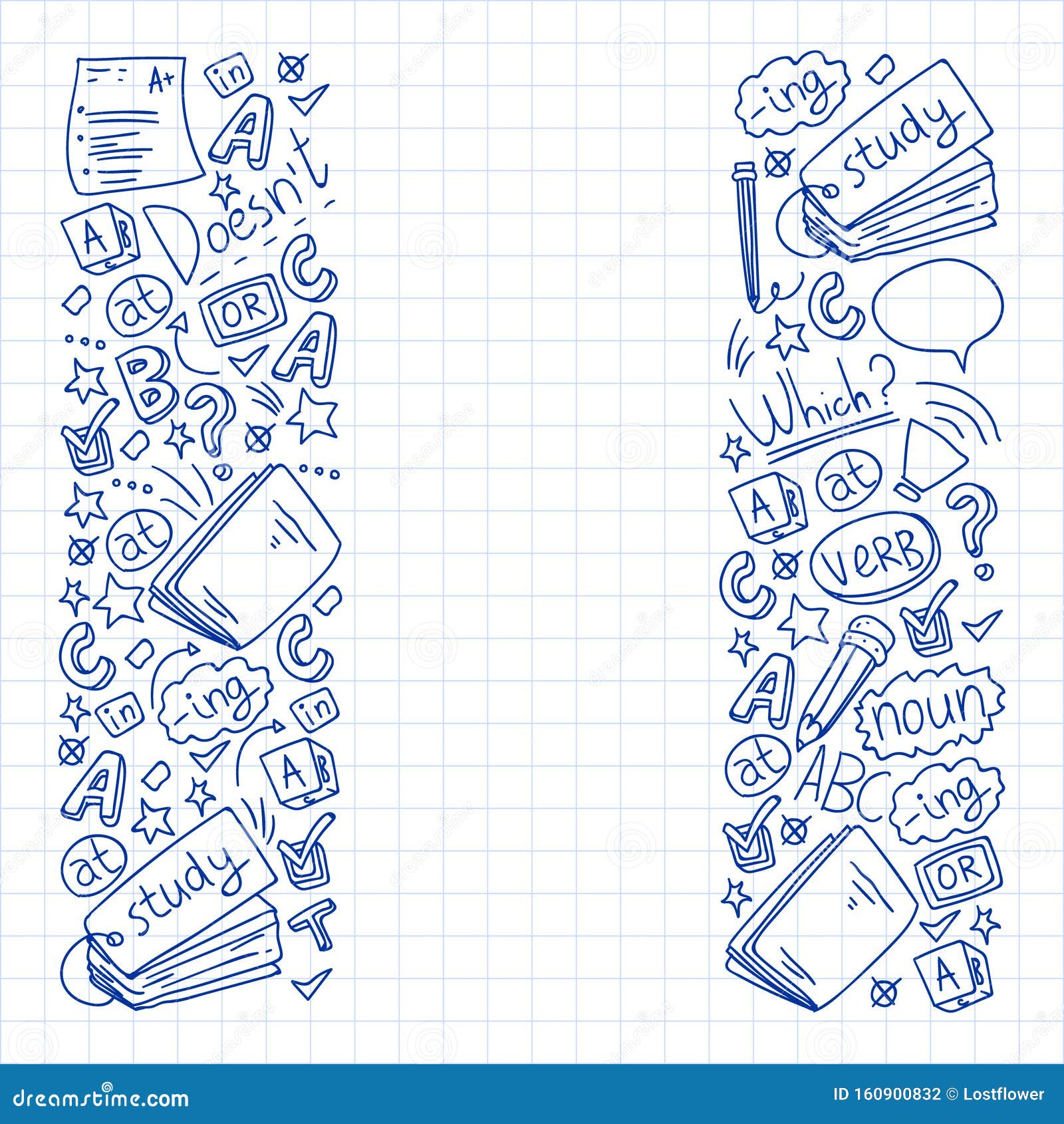 English Courses. Doodle Vector Concept Illustration of Learning English ...