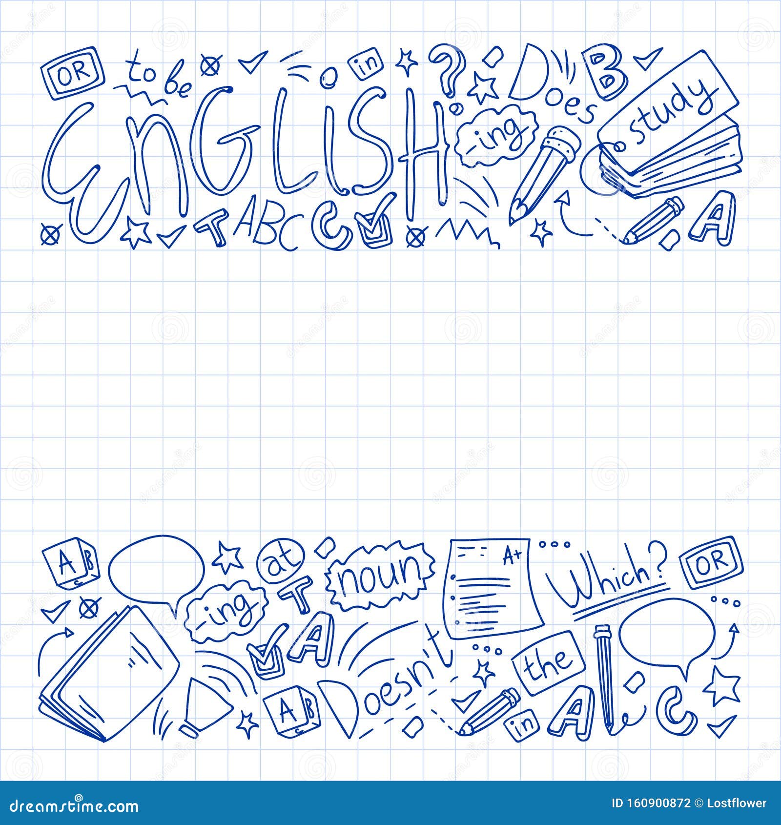 English Courses. Doodle Vector Concept Illustration of Learning English ...