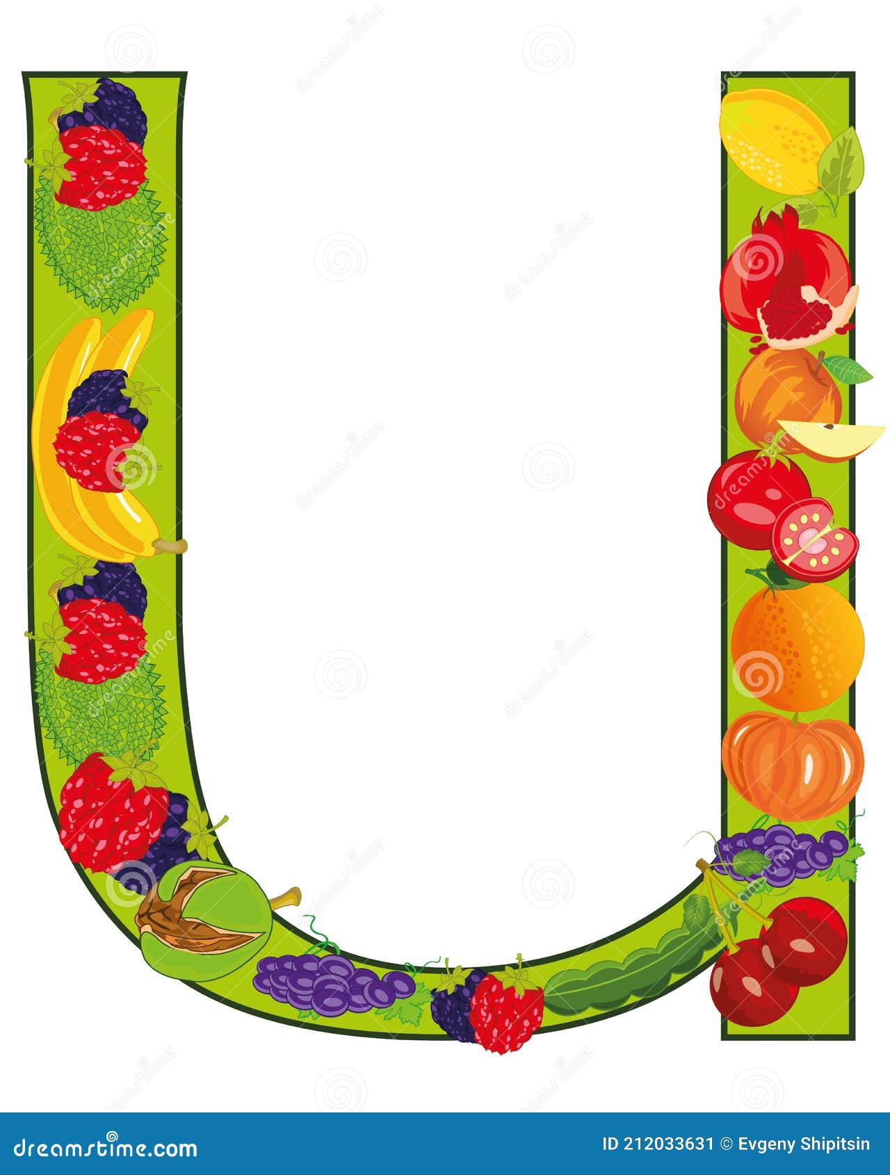 English Decorative Letter U from Fruit and Vegetables Stock Vector ...