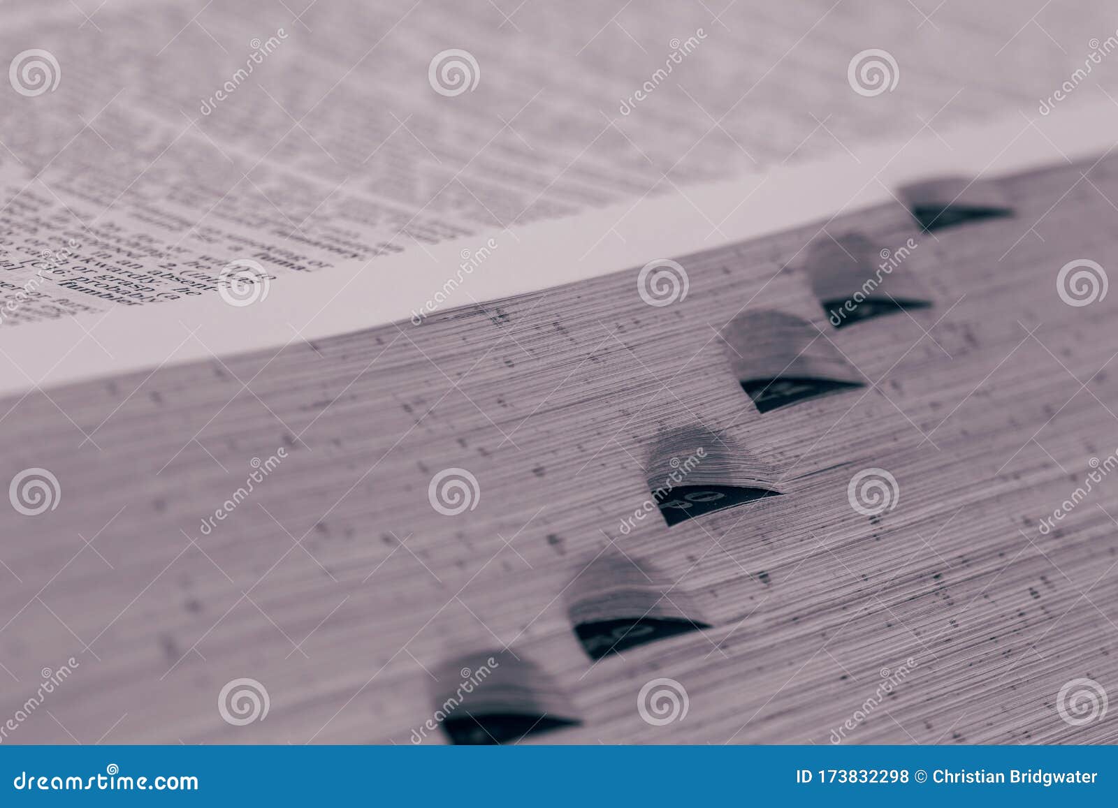 English Dictionary Alphabetic Index with Open Pages. Stock Photo ...